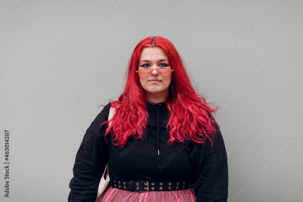 Plus size overweight fat bold body positive lgbtq woman with red hair ...