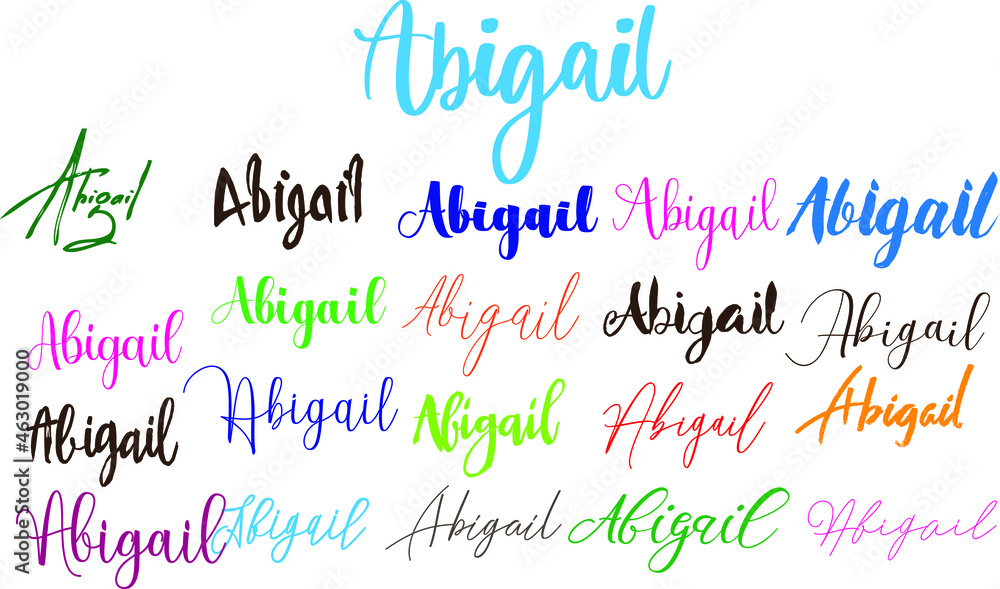 Abigail Girl Name in Multi Fonts Typography Text Stock Vector | Adobe Stock