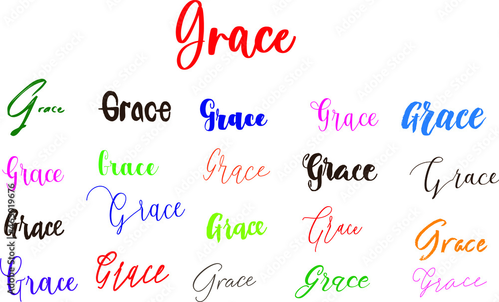 Grace Girl Name in Multi Fonts Typography Text Stock Vector | Adobe Stock