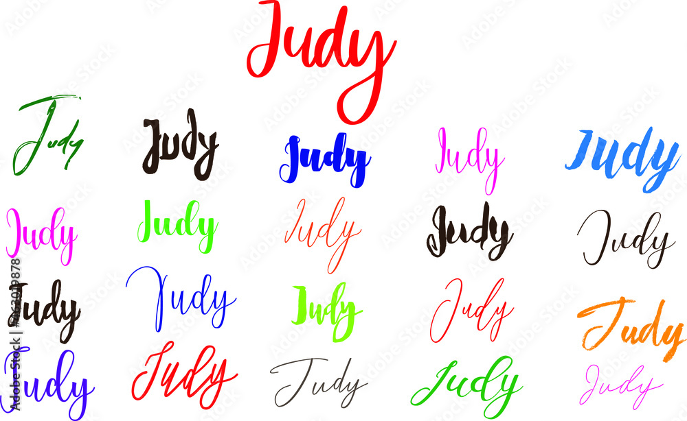 Judy Girl Name in Multiple Font Styles Typography Text Stock Vector ...