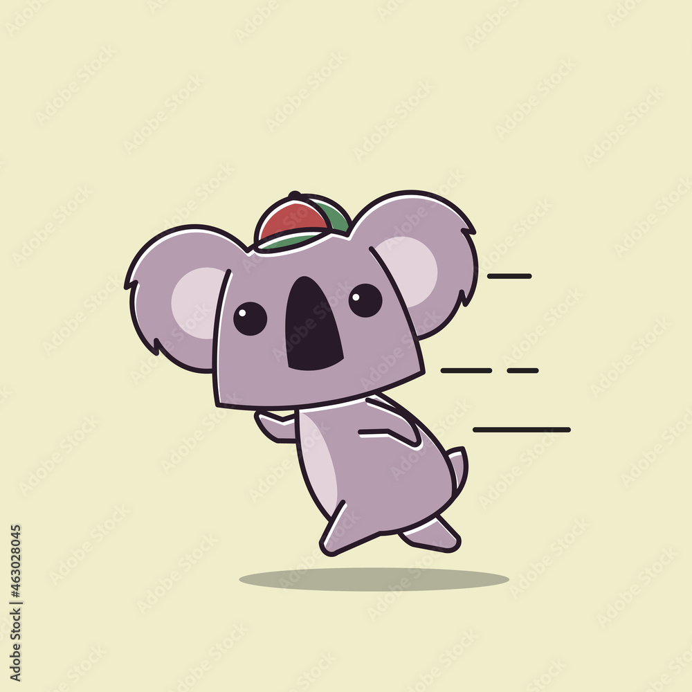 Adorable Koala Running Fast Sport Animal Zoo Flat Cartoon Character ...