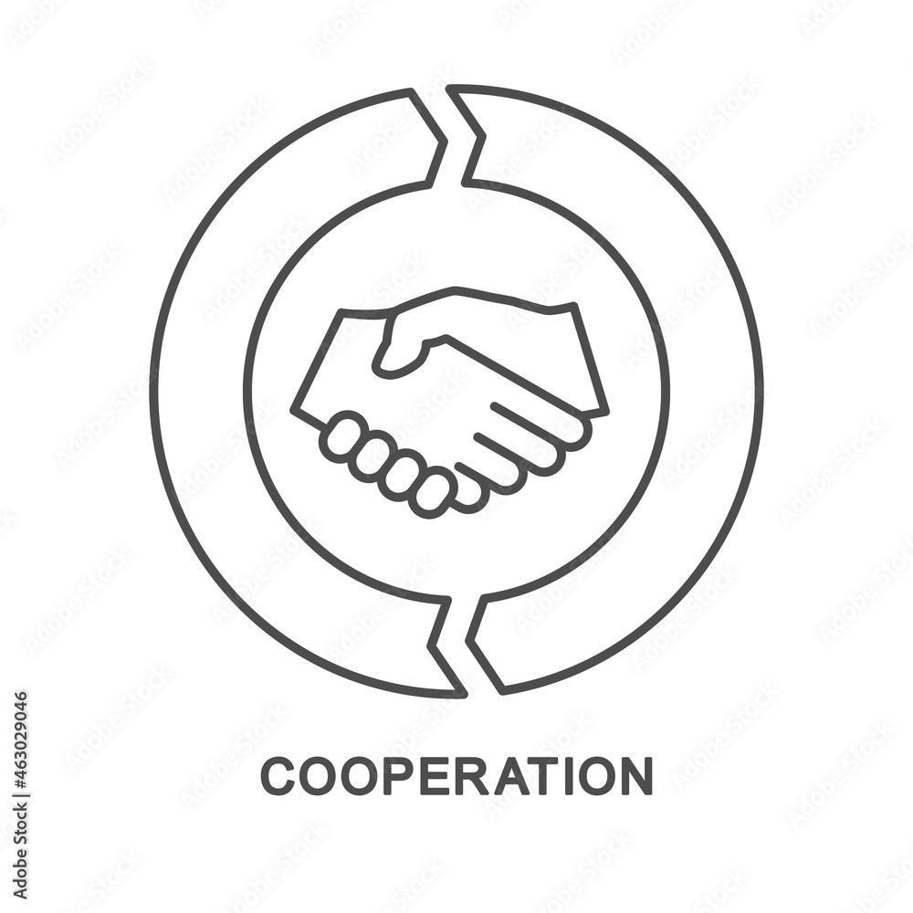 Icon – cooperation. A handshake is a cooperation agreement between ...