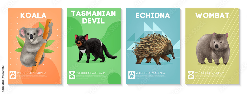 Australian Animals Poster Set Stock Vector | Adobe Stock