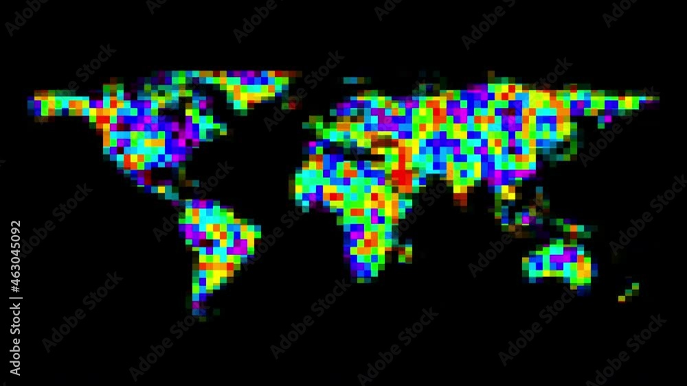 Pixelated World Map Video Background Animation on Black Background.mov ...
