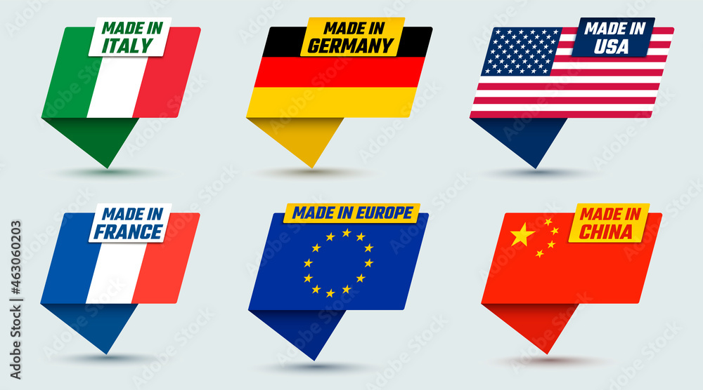 "Made in USA" label. Collection of vector labels with different ...