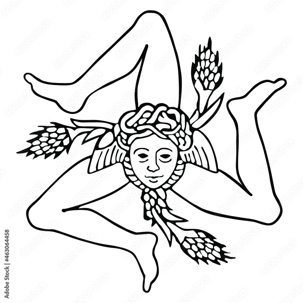 Sicily sign vector contour line silhouette illustration. Coat of arms ...