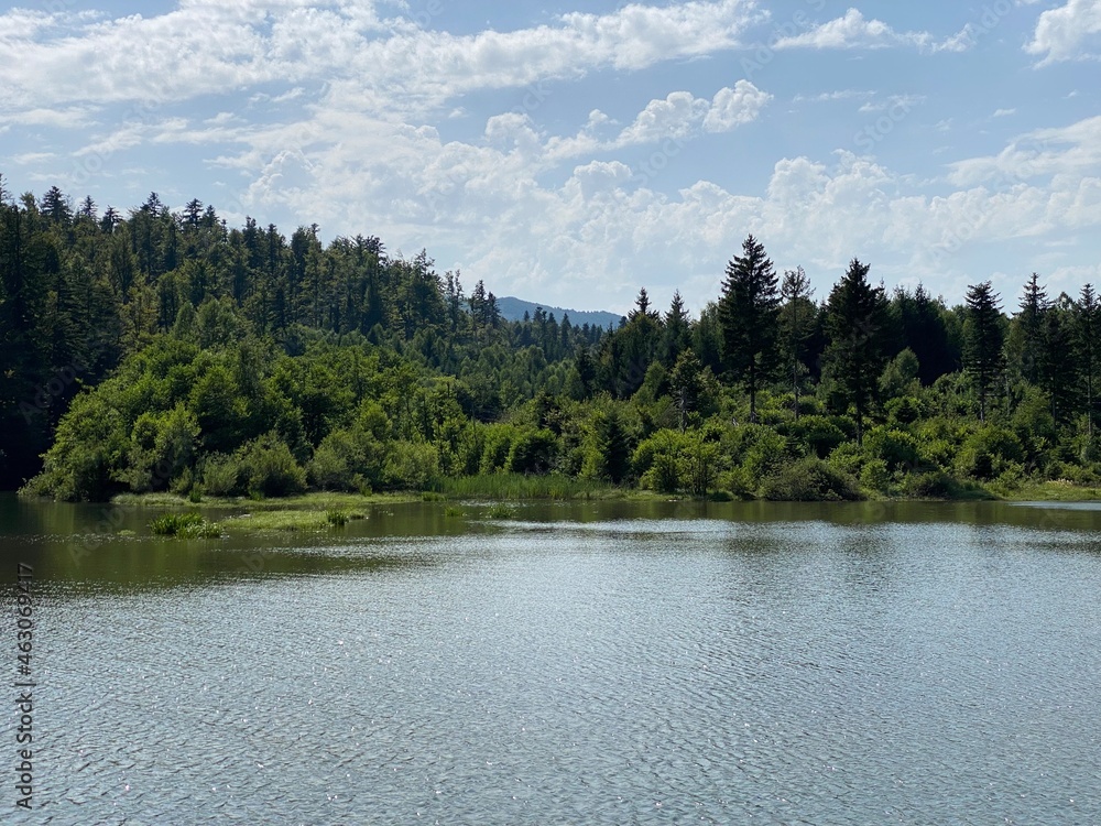 Lake Bajer or Artificial reservoir Bajer on the river Licanka, Fuzine ...