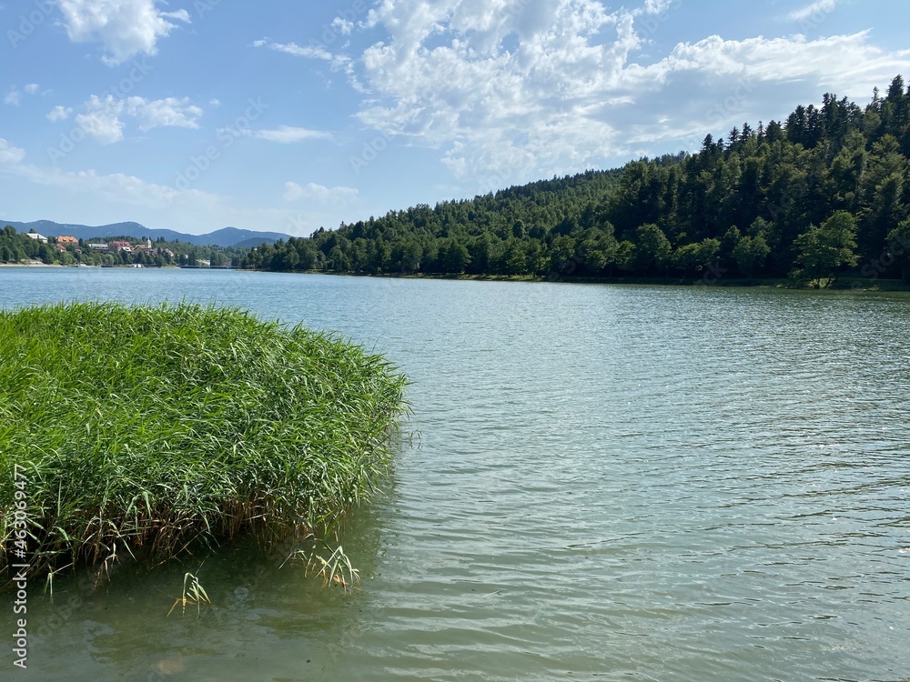 Lake Bajer or Artificial reservoir Bajer on the river Licanka, Fuzine ...