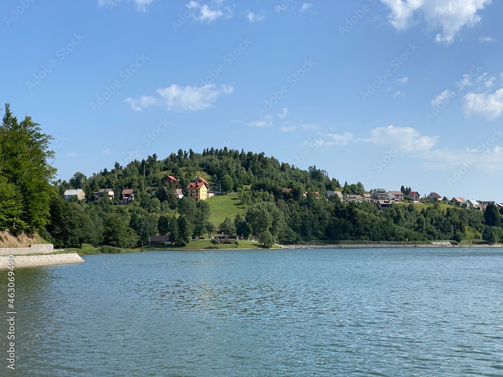Lake Bajer or Artificial reservoir Bajer on the river Licanka, Fuzine ...