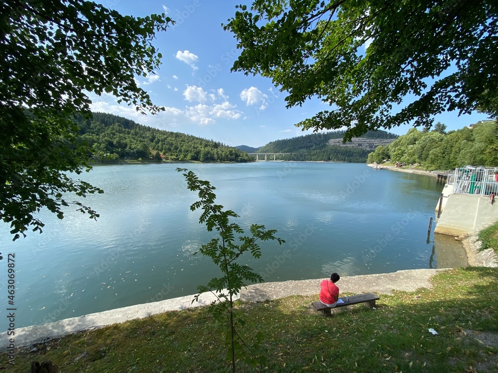 Lake Bajer or Artificial reservoir Bajer on the river Licanka, Fuzine ...