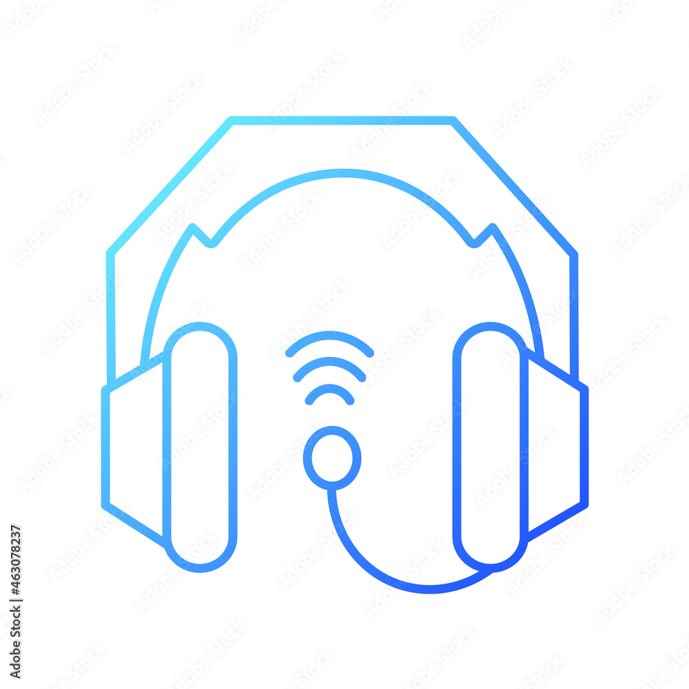 Gaming headset gradient linear vector icon. E sports equipment ...