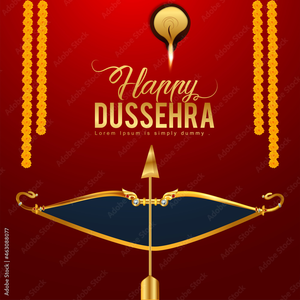 Happy dussehra celebration background with vector dhanush Stock Vector ...