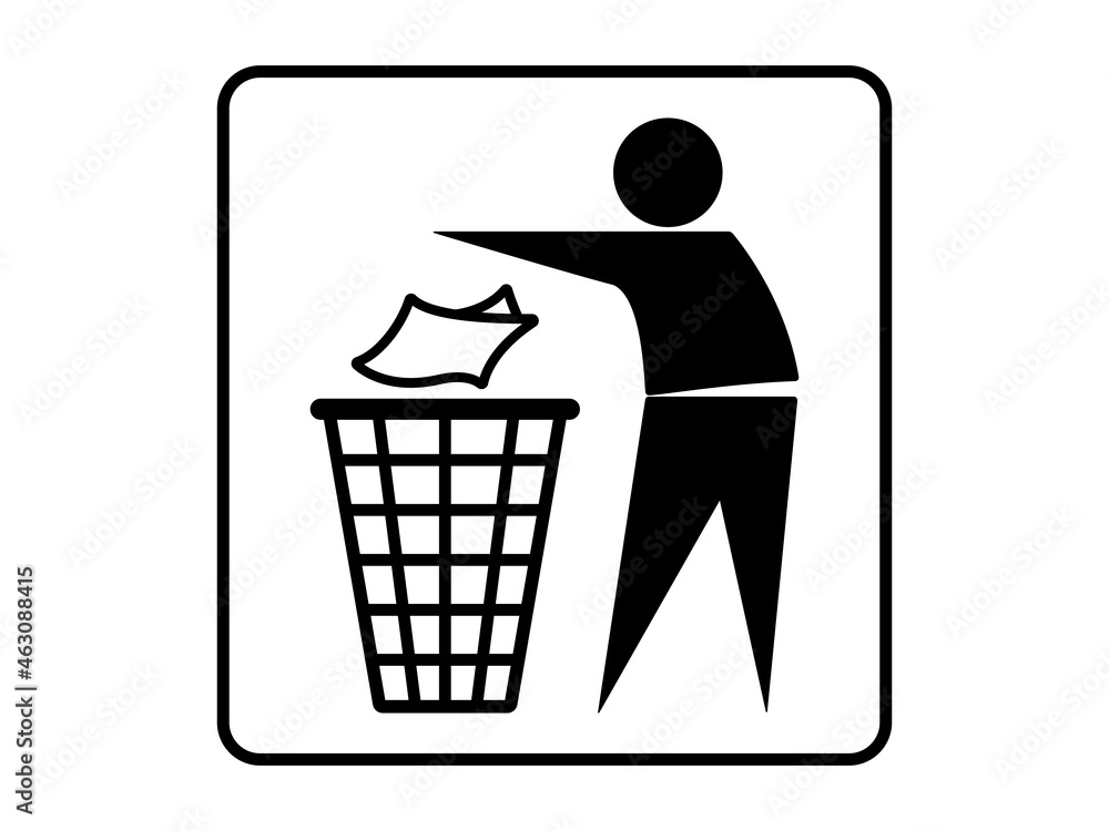 Tidyman symbol, clean man icon.Pictogram that asks consumers to dispose ...