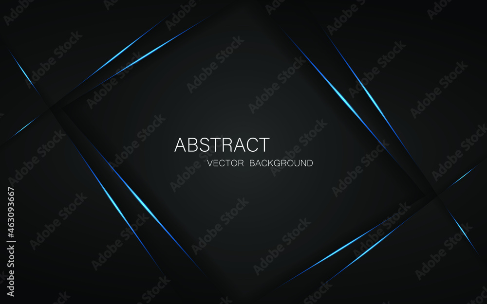 Abstract modern blue lines on black background with free space for ...