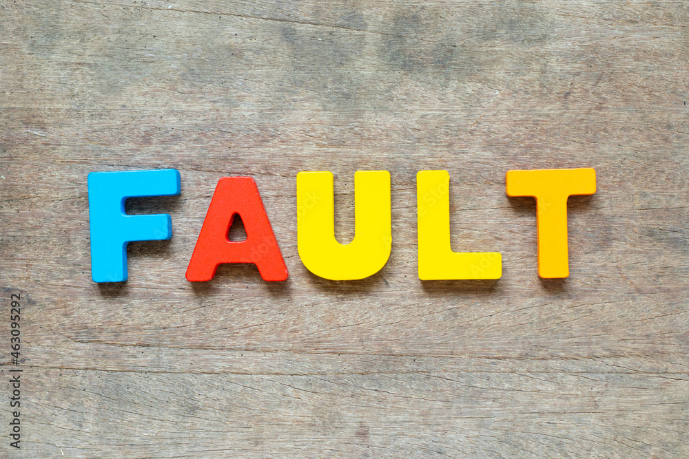 Color alphabet letter with word fault on wood background Stock Photo ...