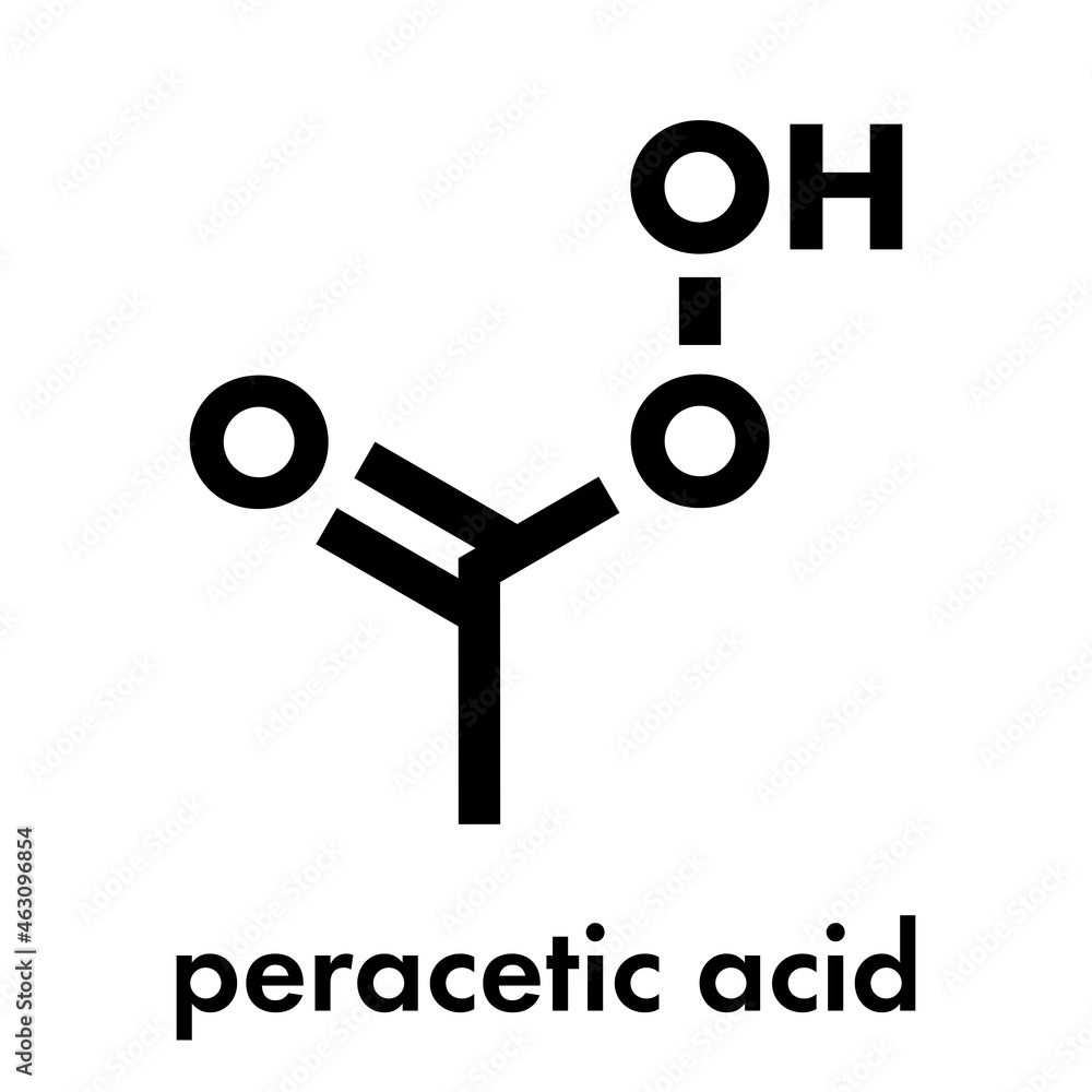 Peracetic acid (peroxyacetic acid, paa) disinfectant molecule. Organic ...