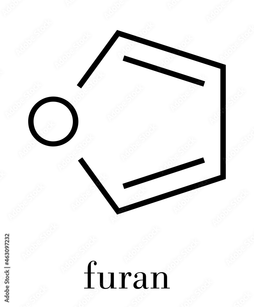 Furan heterocyclic aromatic molecule. Skeletal formula. Stock Vector ...