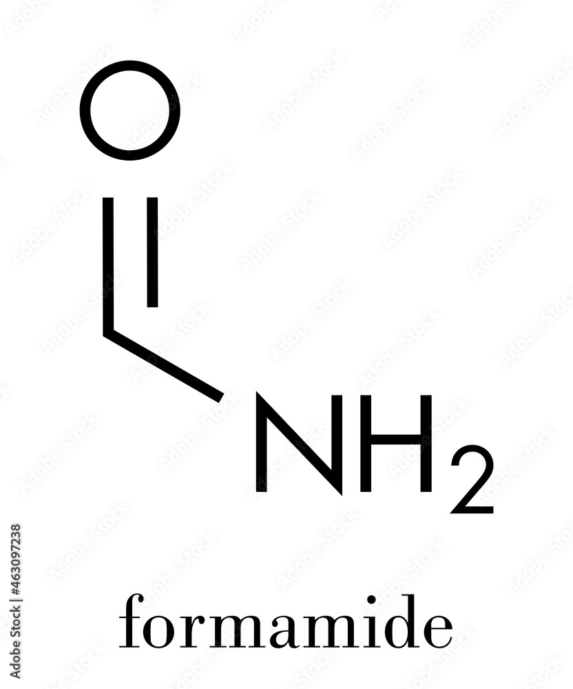 Vetor de Formamide (methanamide) solvent molecule. Solution in water ...