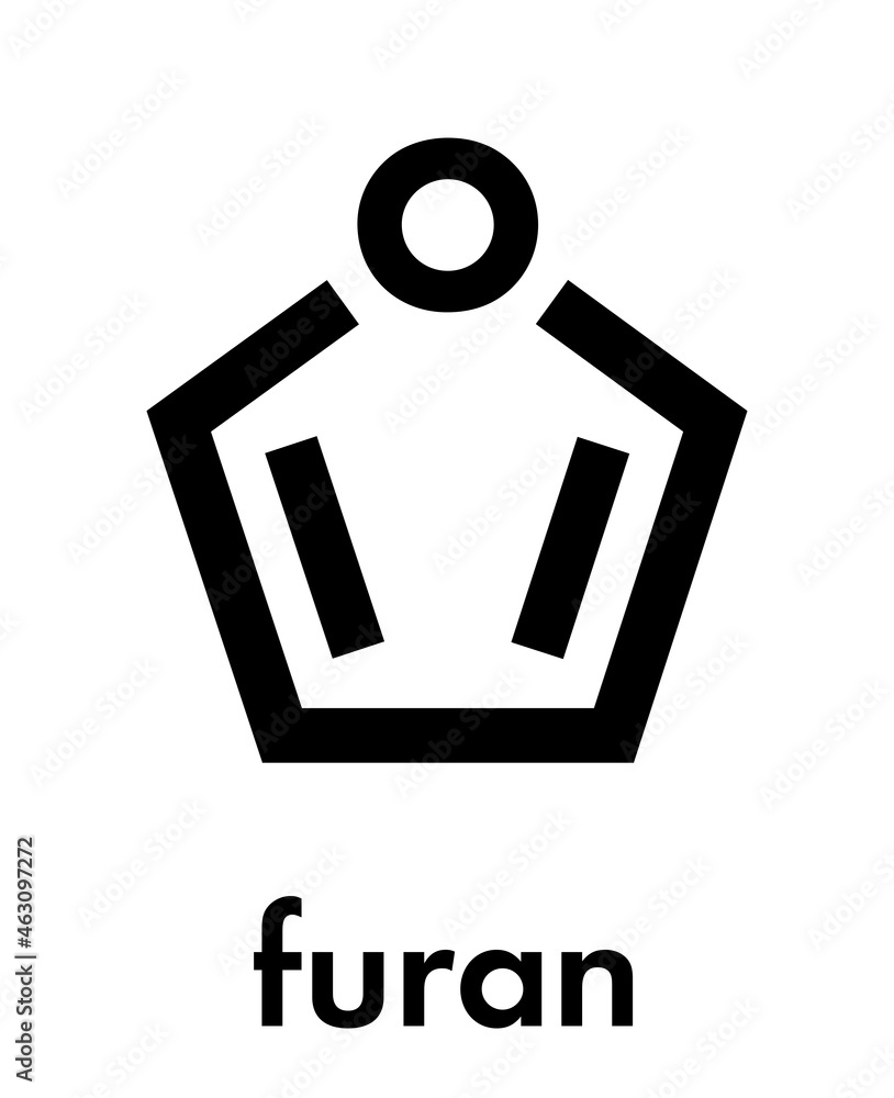 Furan heterocyclic aromatic molecule. Skeletal formula. Stock Vector ...