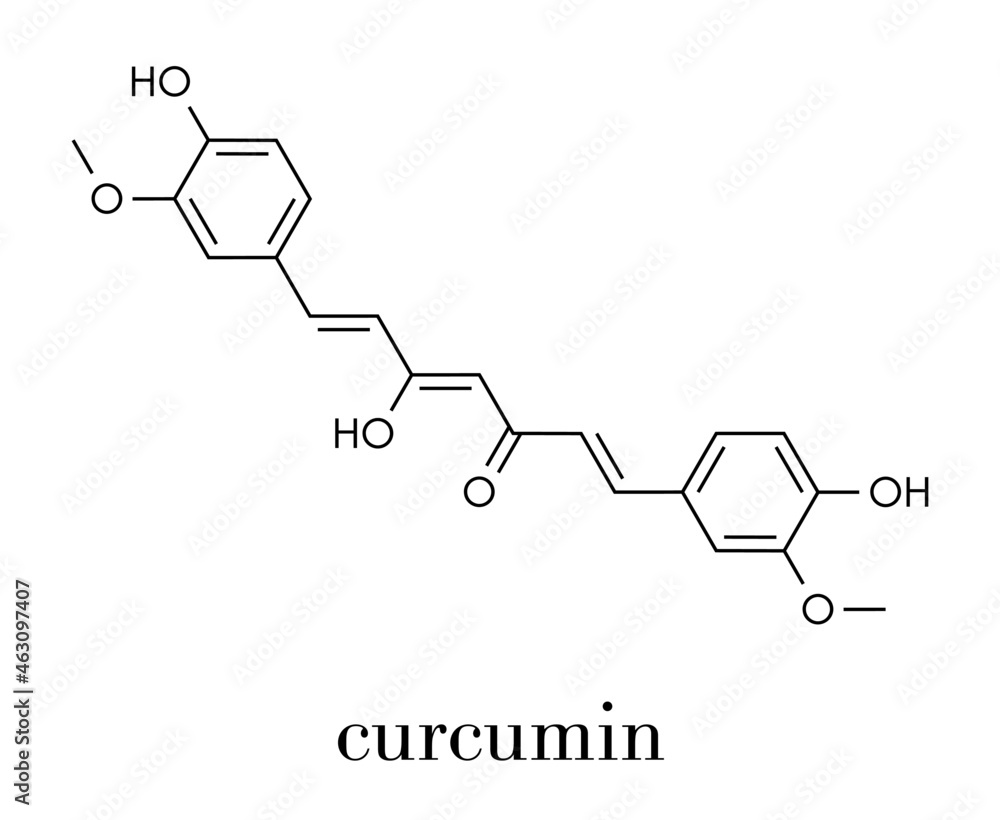 Curcumin turmeric spice molecule. Skeletal formula. Stock Vector ...