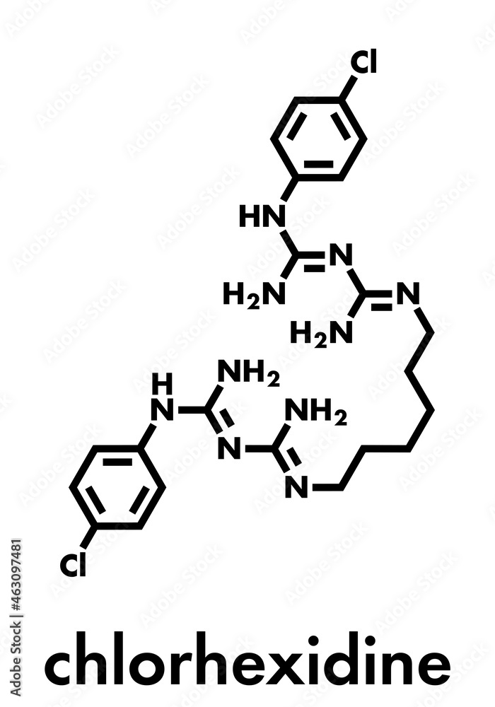 Chlorhexidine antiseptic molecule. Skeletal formula. Stock Vector ...
