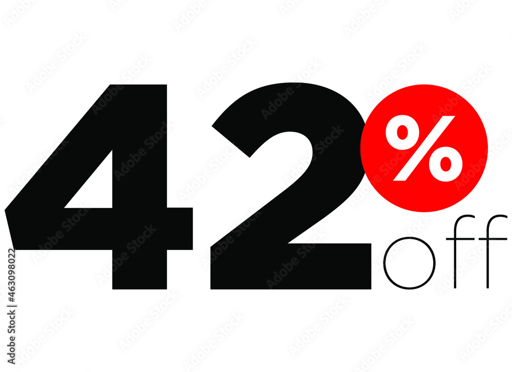 42%. number forty-two percent off. modern font to use as a tag in ...