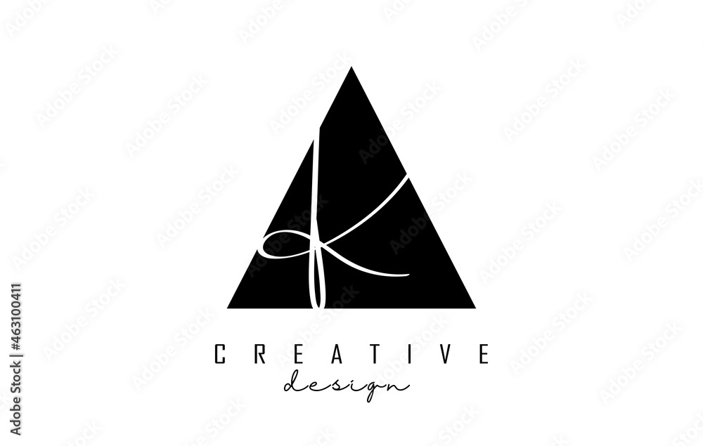 Letters AK a k Logo with a minimalist design. Abstract overlapping ...