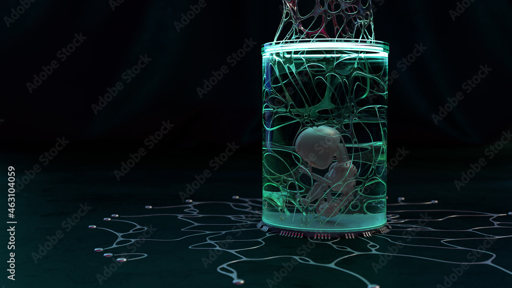 Alien Baby Embryo Präparat im Glas mit bionischer Matrix | Kybernetik ...