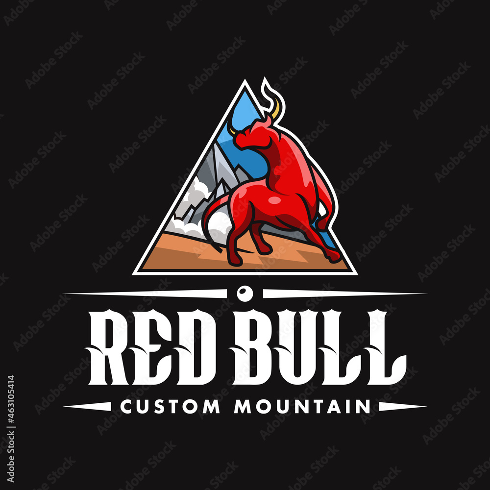 Logo Red Bull Triangle Custom Mountain Stock Vector | Adobe Stock