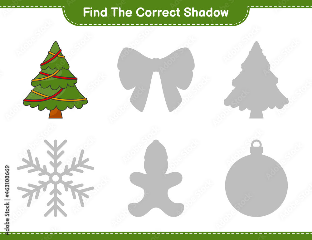 Find the correct shadow. Find and match the correct shadow of Christmas ...