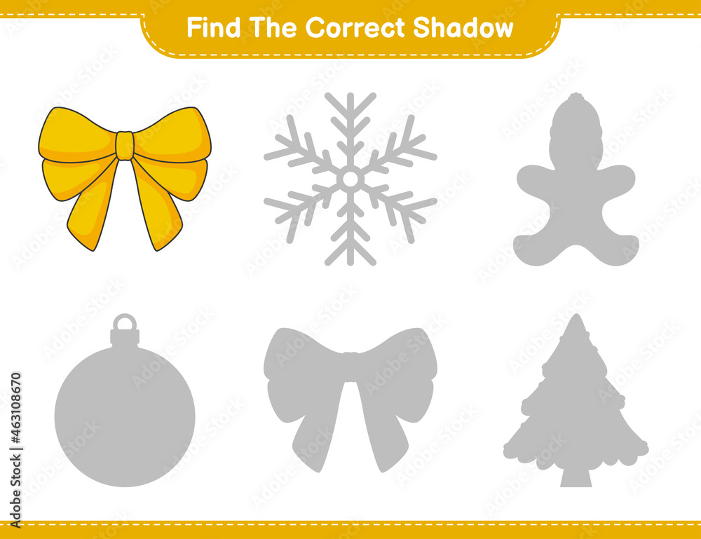 Find the correct shadow. Find and match the correct shadow of Ribbon ...