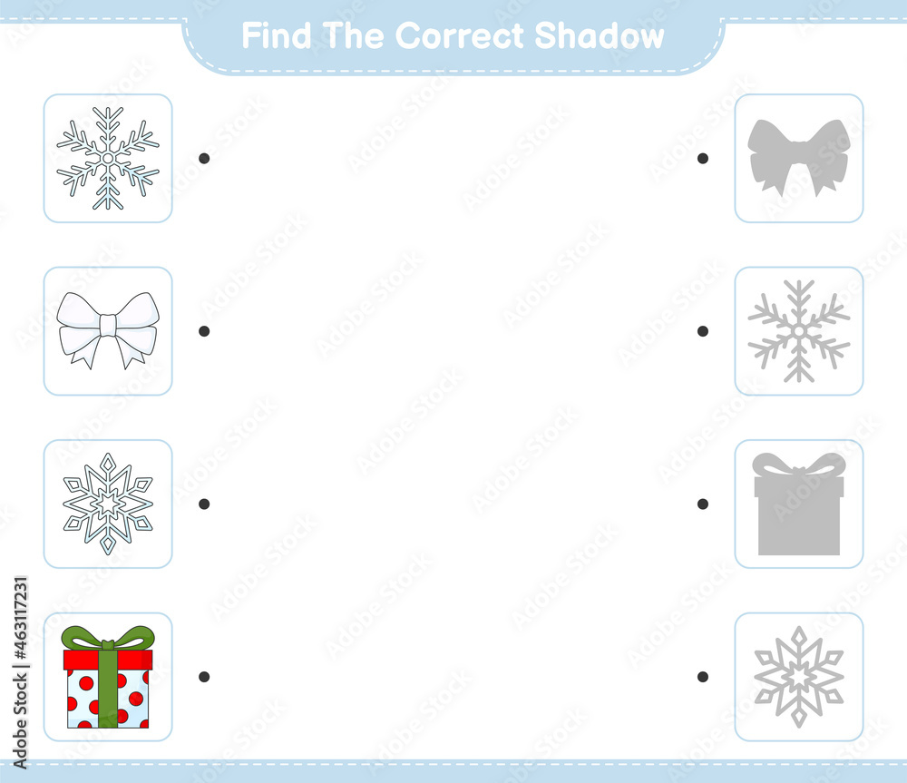 Find the correct shadow. Find and match the correct shadow of Ribbon ...