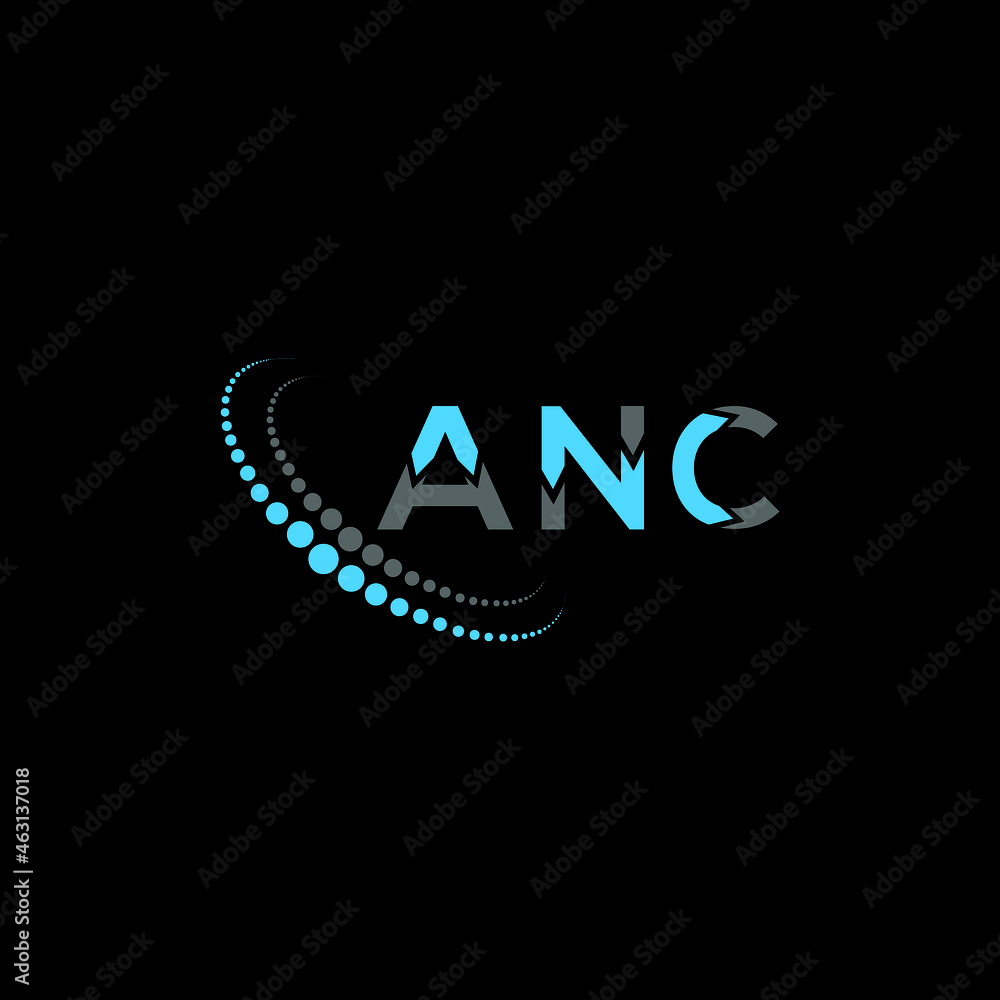 ANC letter logo design on black background.ANC creative initials letter ...