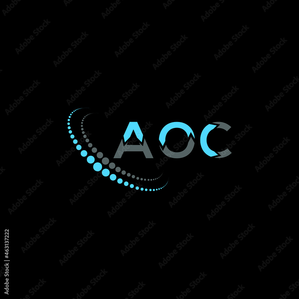 AOC letter logo design on black background.AOC creative initials letter ...