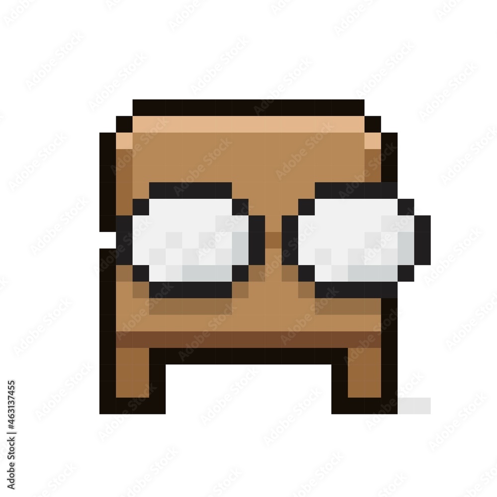 Wooden chair and pillow pixel art. Chair icon. Icon furniture. Stock ...