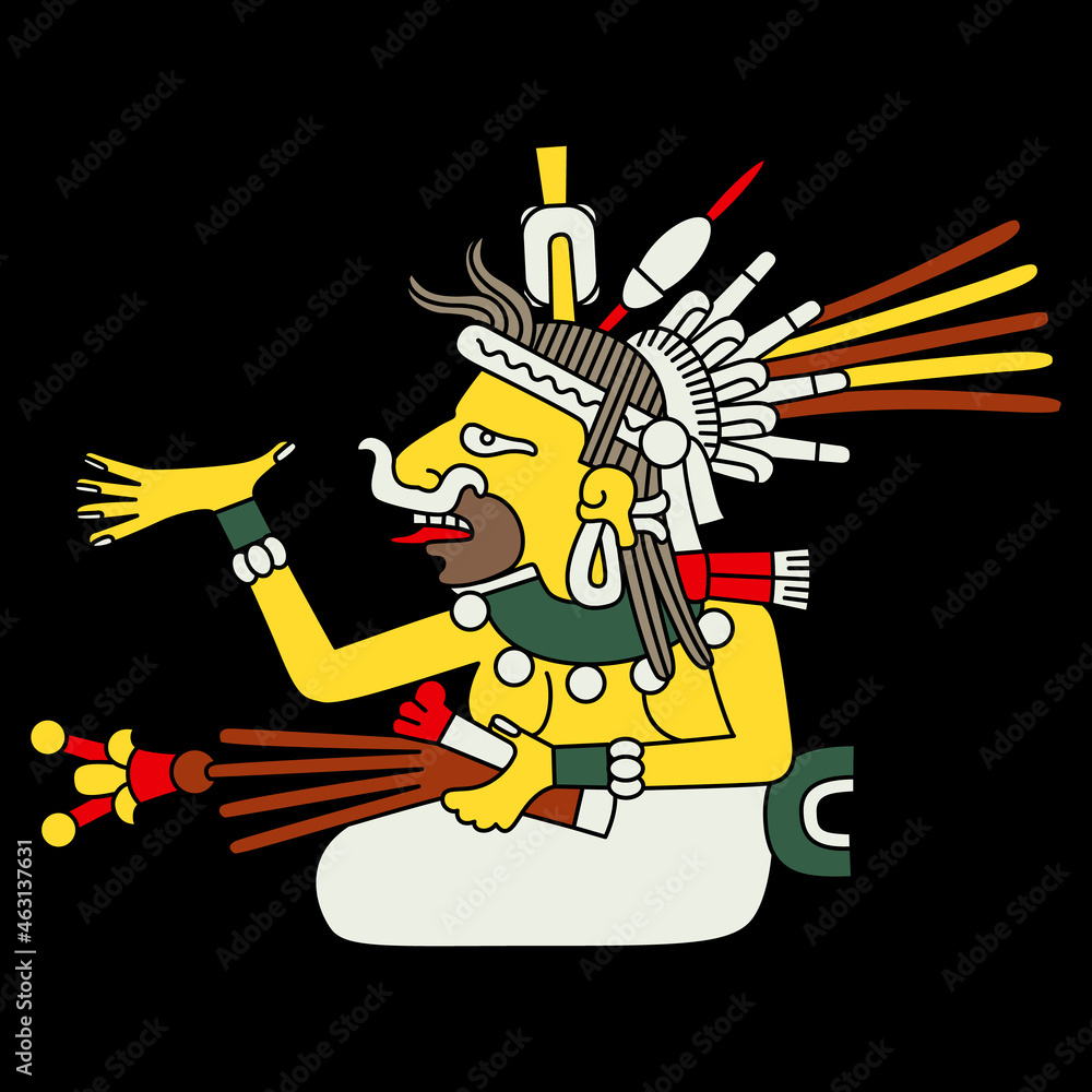 Aztec goddess. Native American art from Mexican codex. Indigenous ...