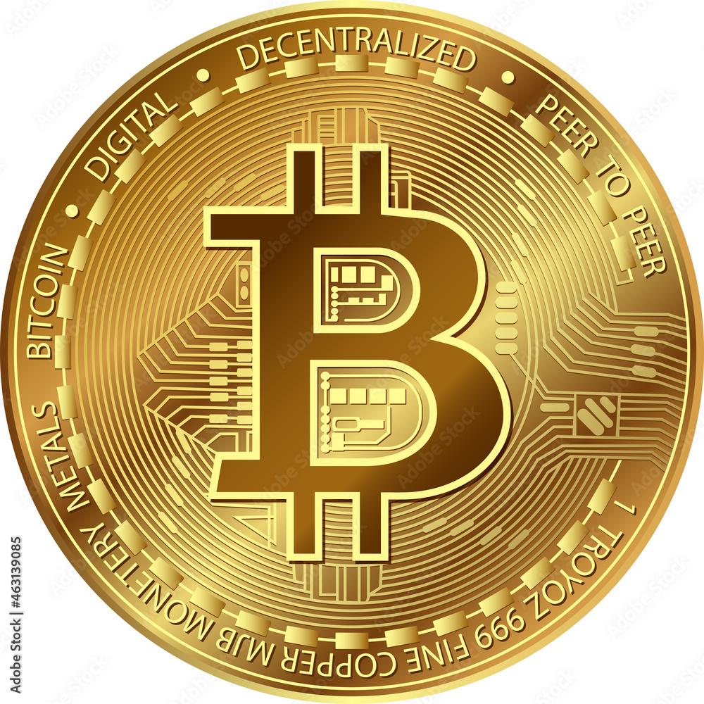 Gold Bitcoin. Electronics finance money symbol. Golden crypto currency ...
