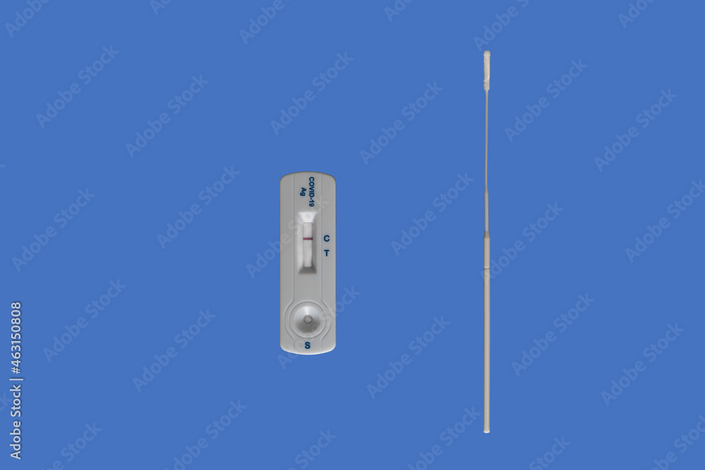 Negative Corona Covid 19 rapid self test cassette and nasal swab with ...
