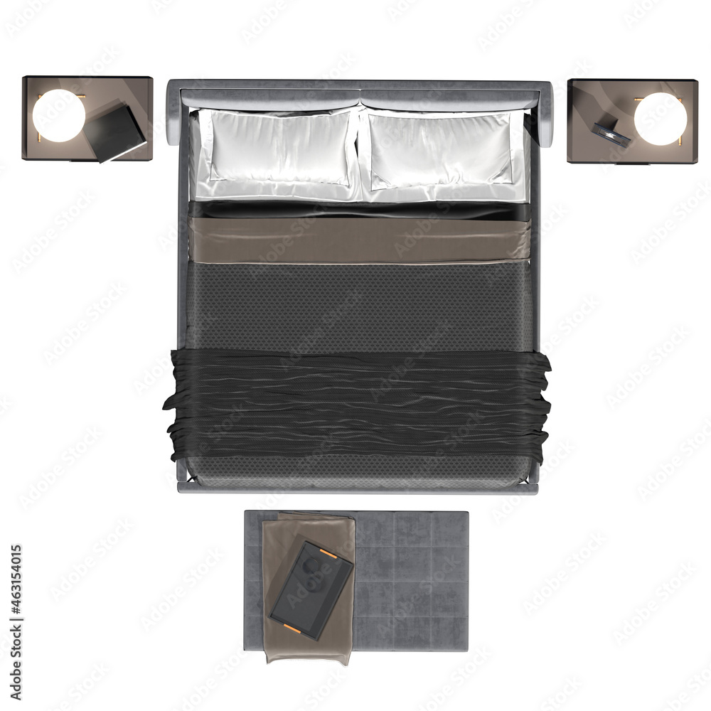 BED TOP VIEW - OBJECTS IN PLAN Stock Illustration | Adobe Stock