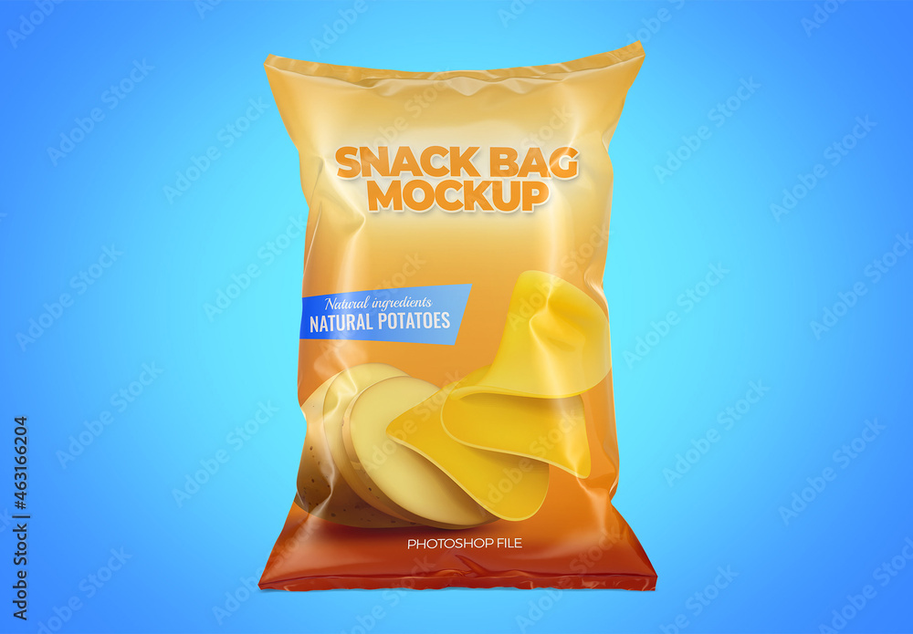 Glossy Snack Bag Mockup Stock Template | Adobe Stock