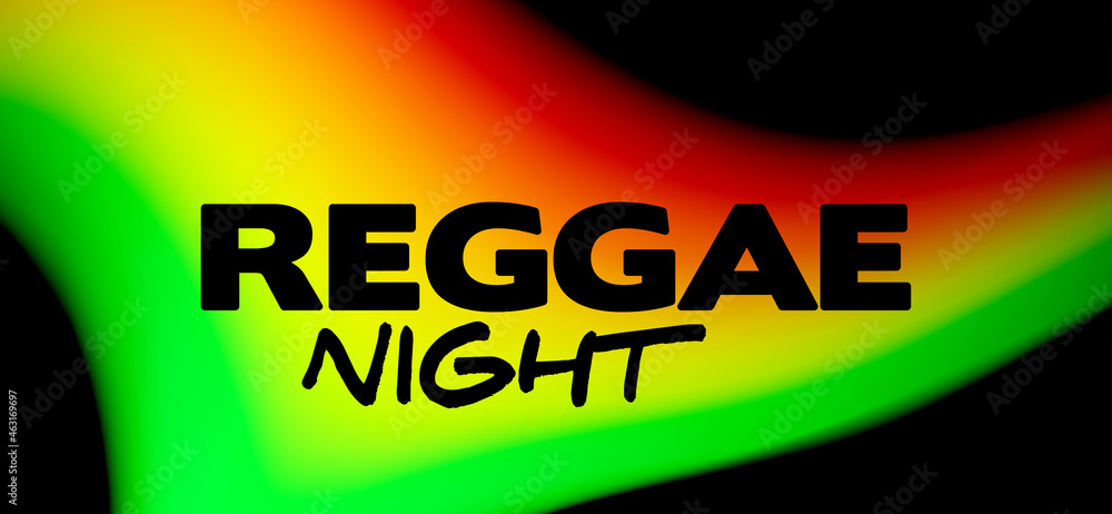 Reggae Night party flyer with red, yellow and green color spot on a ...