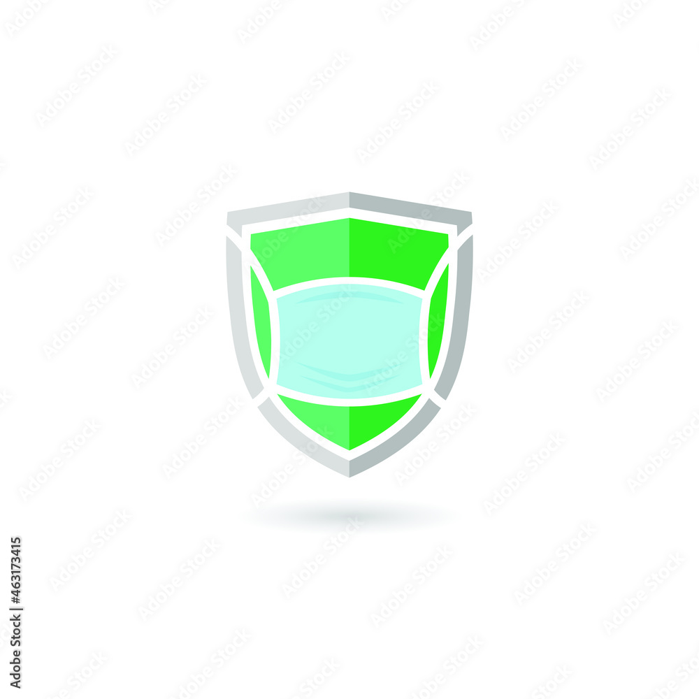 Shield with mask vector logo. Logo suitable for preventive from virus ...