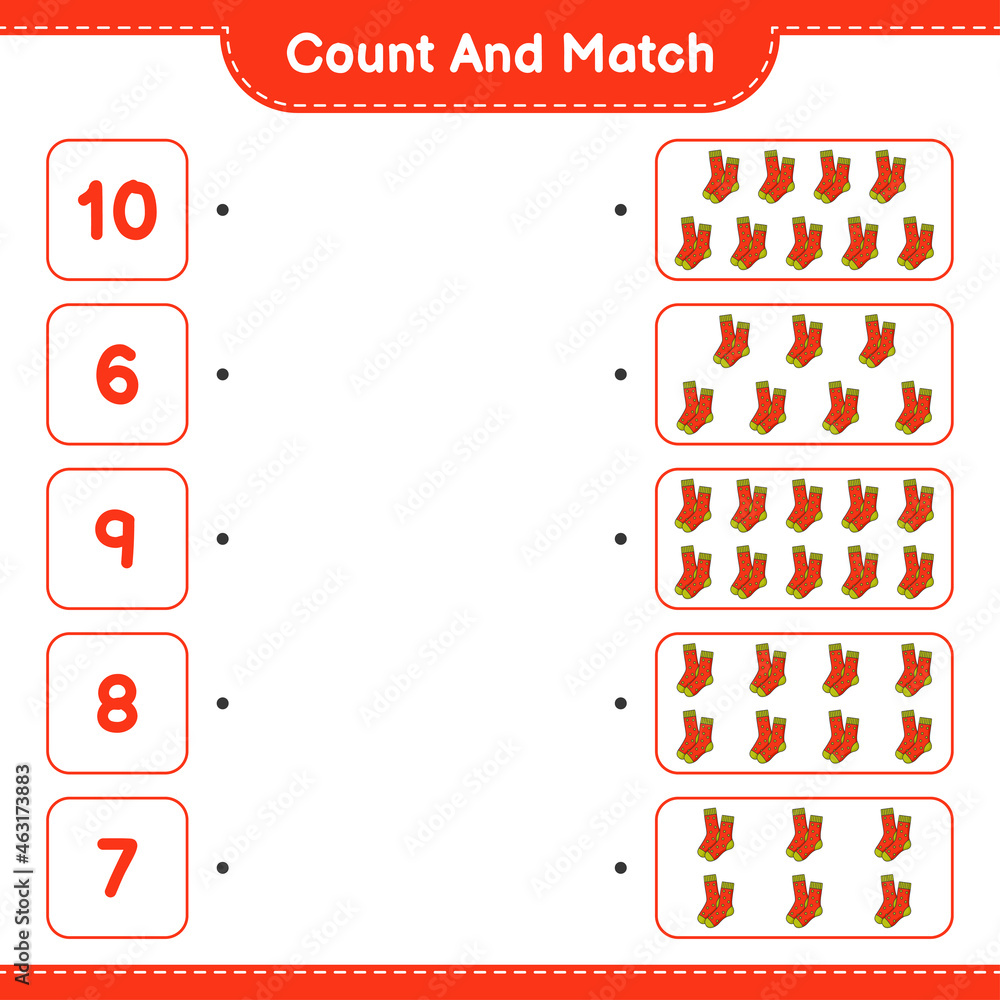 Count and match, count the number of Socks and match with the right ...