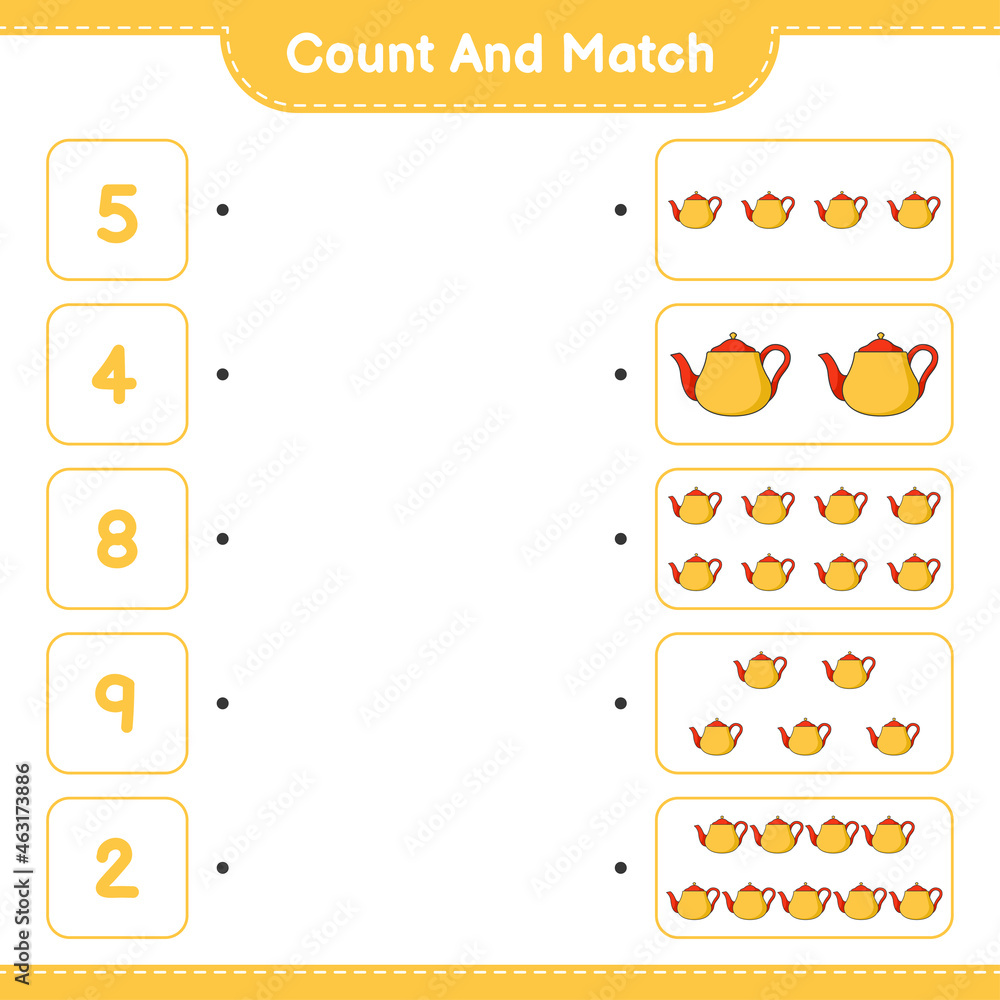 Count and match, count the number of Teapot and match with the right ...