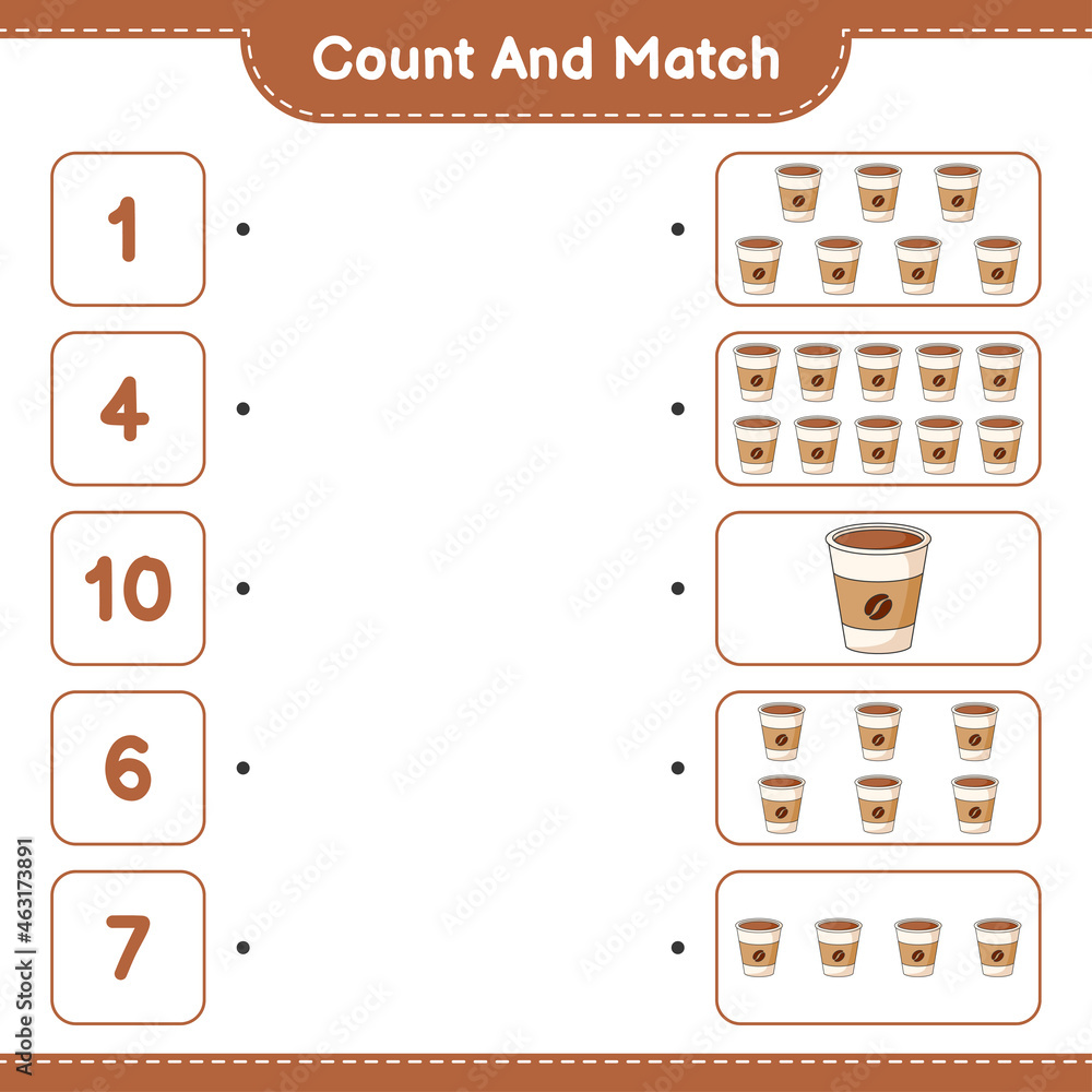 Count and match, count the number of Coffee Cup and match with the ...
