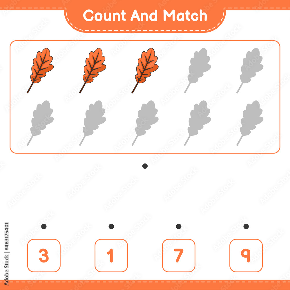 Count and match, count the number of Oak Leaf and match with the right ...