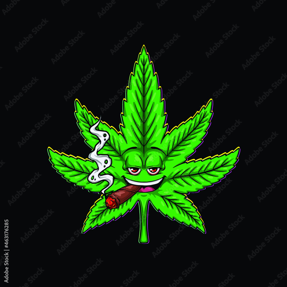 Cartoon Weed Leaf Smoking