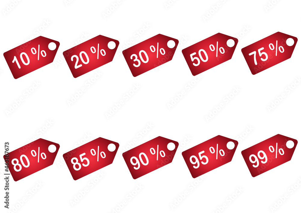 collection of discount price tags with red gradient with elegant and ...