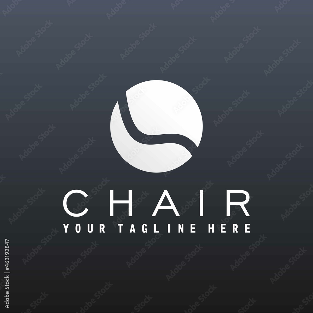 Simple and unique chair lounge or Letter L font on block circle Image ...