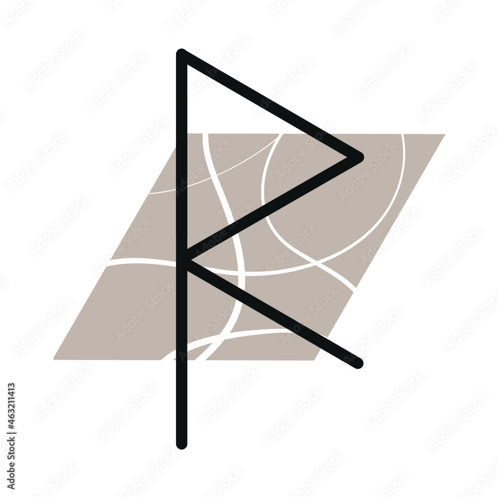 Ancient Old Norse Rune : Raido, Rune of Wheel. Runic letter in black on ...
